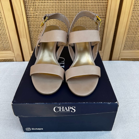 Chaps | Shoes | Chaps Leona Womens Block Heel Sandals Bone | Poshmark